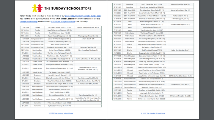 NEW 🎉 52-Week Curriculum 2025 Scope & Sequence – Sunday School Store