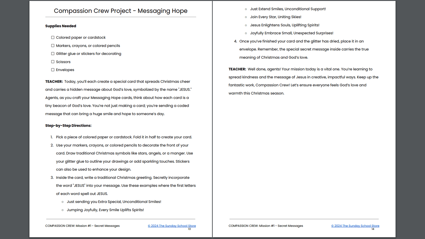 Compassion Crew: 4-Lesson Christmas Sunday School Curriculum for Child – Sunday School Store