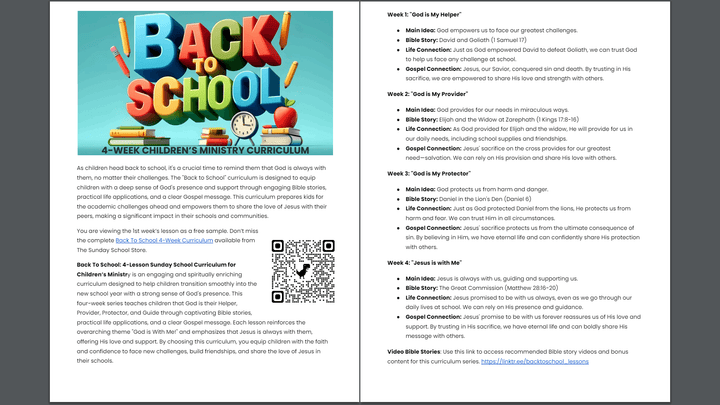 Free Sunday School Curriculum PDF Downloads - Sunday School Store