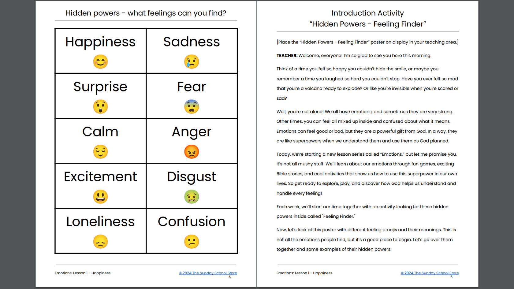 EMOTIONS: 4-Week Sunday School Curriculum for Children's Ministry ...