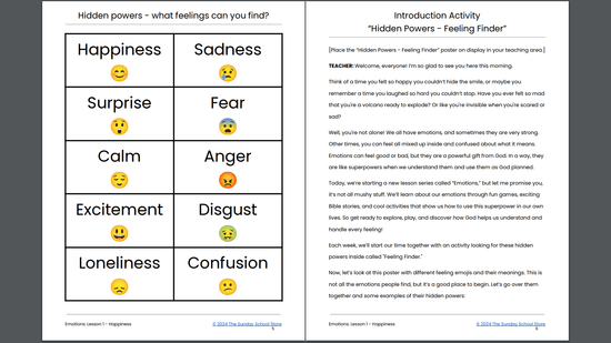 EMOTIONS: 4-Week Sunday School Curriculum for Children's Ministry ...