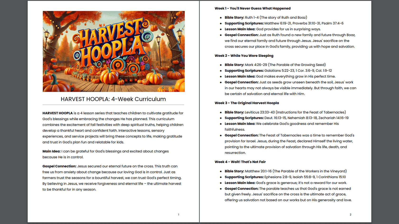 HARVEST HOOPLA: 4-Week Children's Ministry Curriculum – Sunday School Store
