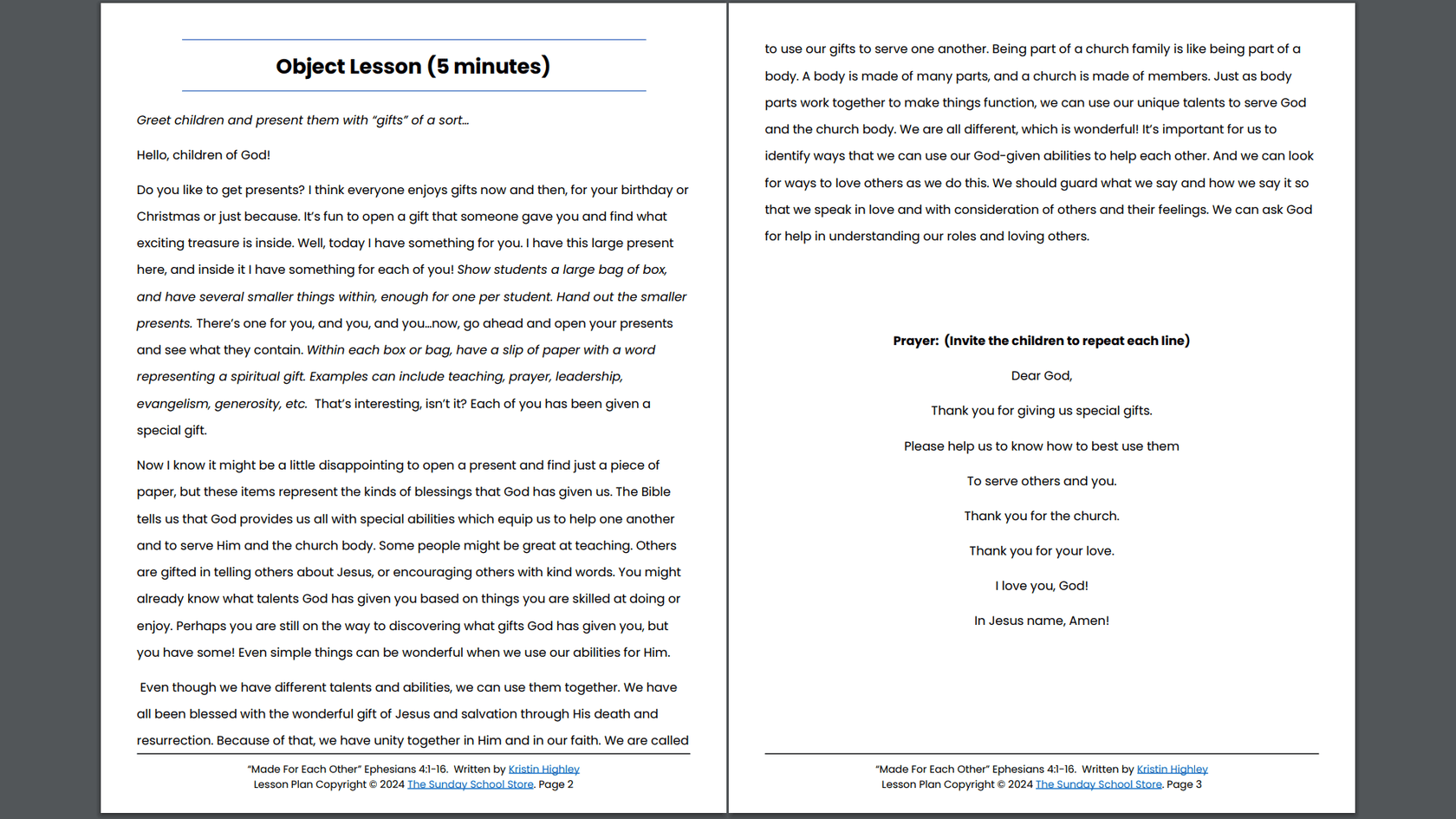 Made for Each Other (Ephesians 4:1-16) Sunday School Lesson & Activiti ...