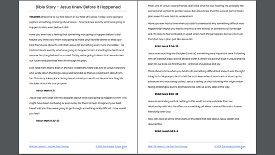 NEW LIFE: 5-Lesson EASTER Sunday School Curriculum for Children's Mini ...