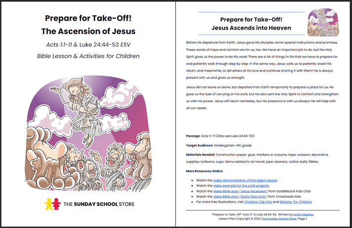 The Ascension of Jesus (Acts 1:1-11 & Luke 24:44-53) Printable Bible L ...