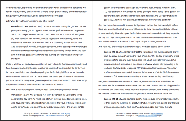 In the Beginning God Created (Genesis 1:1-2:4) Printable Bible Lesson ...