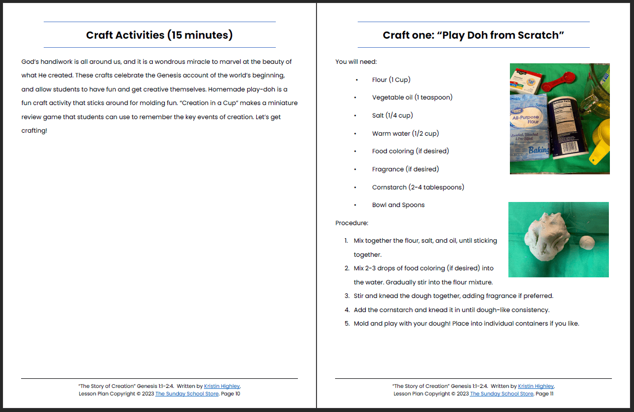 In the Beginning God Created (Genesis 1:1-2:4) Printable Bible Lesson ...