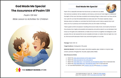 God Made Me Special (Psalm 139) Printable Bible Lesson & Sunday School ...