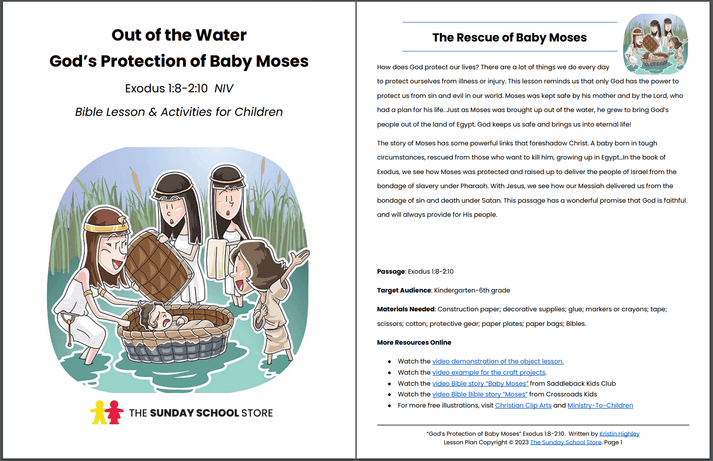 God's Protection of Baby Moses (Exodus 1:8-2:10) Printable Bible Lesso ...