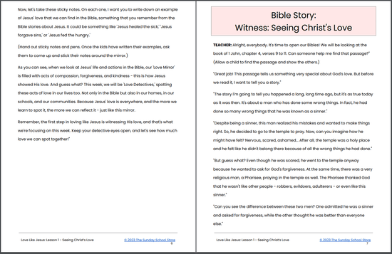 Love Like Jesus 💖 4-Lesson Sunday School Curriculum for Kids & 28-Day ...