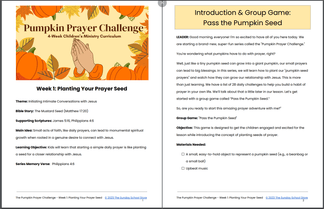 Pumpkin Prayer Challenge: 4-Lesson Sunday School Curriculum for Kids ...