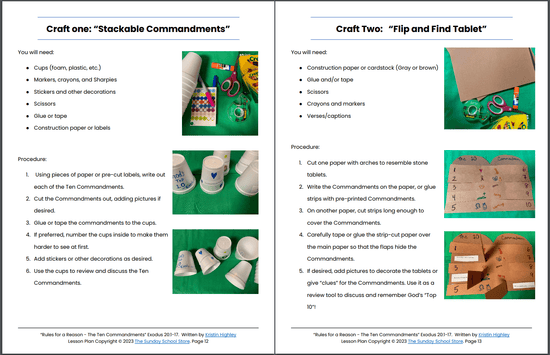 Rules for a Reason: The Ten Commandments (Exodus 20:1-17) Printable Bi ...