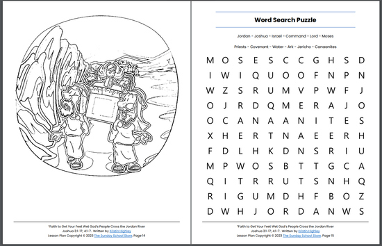 Crossing the Jordan River (Joshua 3:1-17; 4:1-7) Printable Bible Lesso ...
