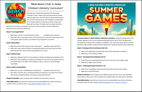 Summer Bundle: 101-Lesson Sunday School Curriculum Deal (download only ...