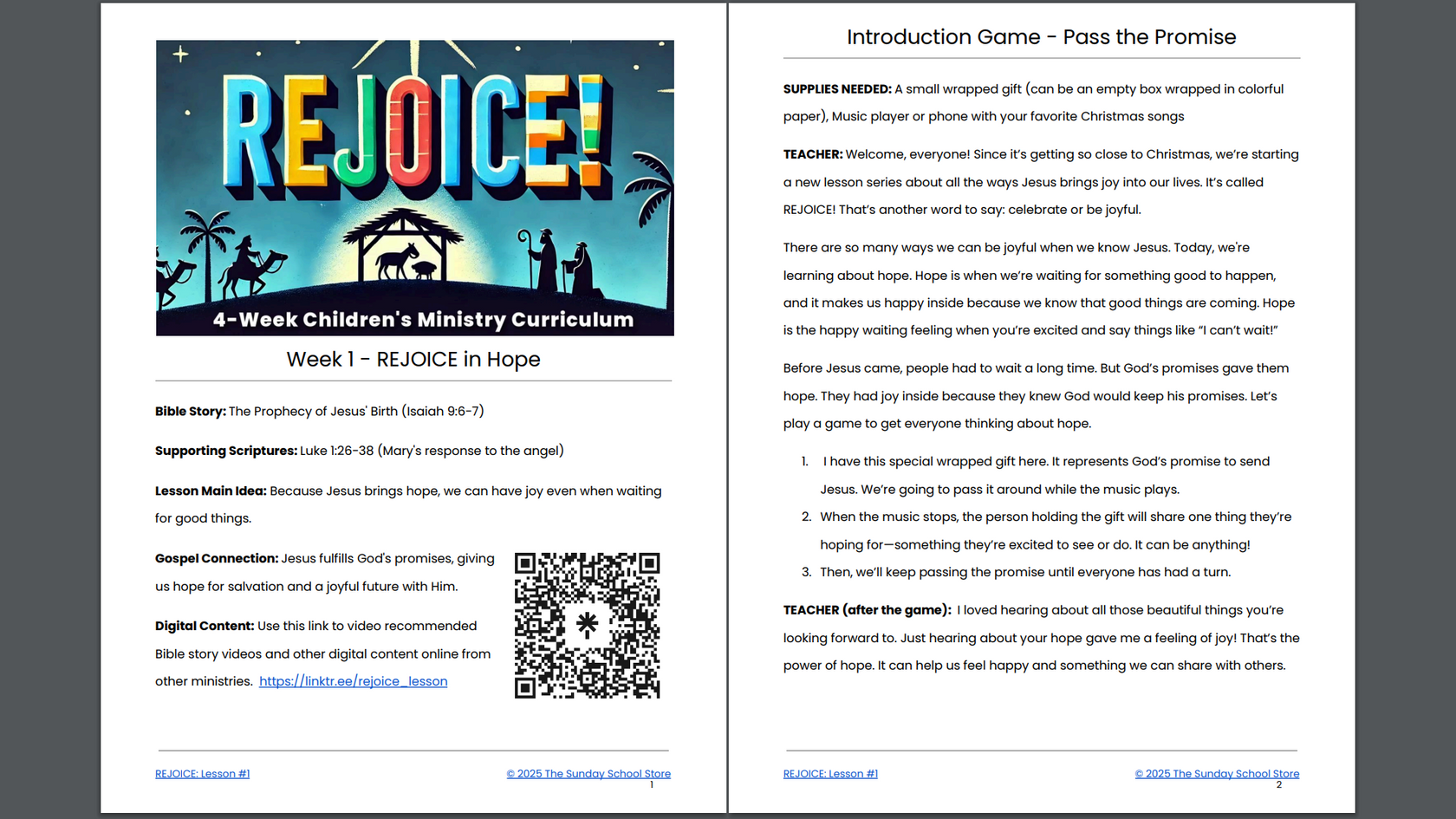 REJOICE 4-Week Christmas Curriculum – Sunday School Store