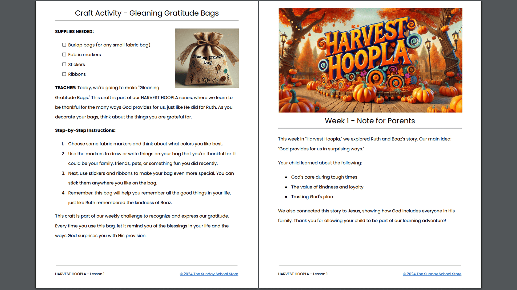 HARVEST HOOPLA: 4-Week Children's Ministry Curriculum – Sunday School Store