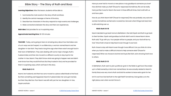 The Story of Ruth & Boaz: Free Sunday School Lesson for Kids on ...