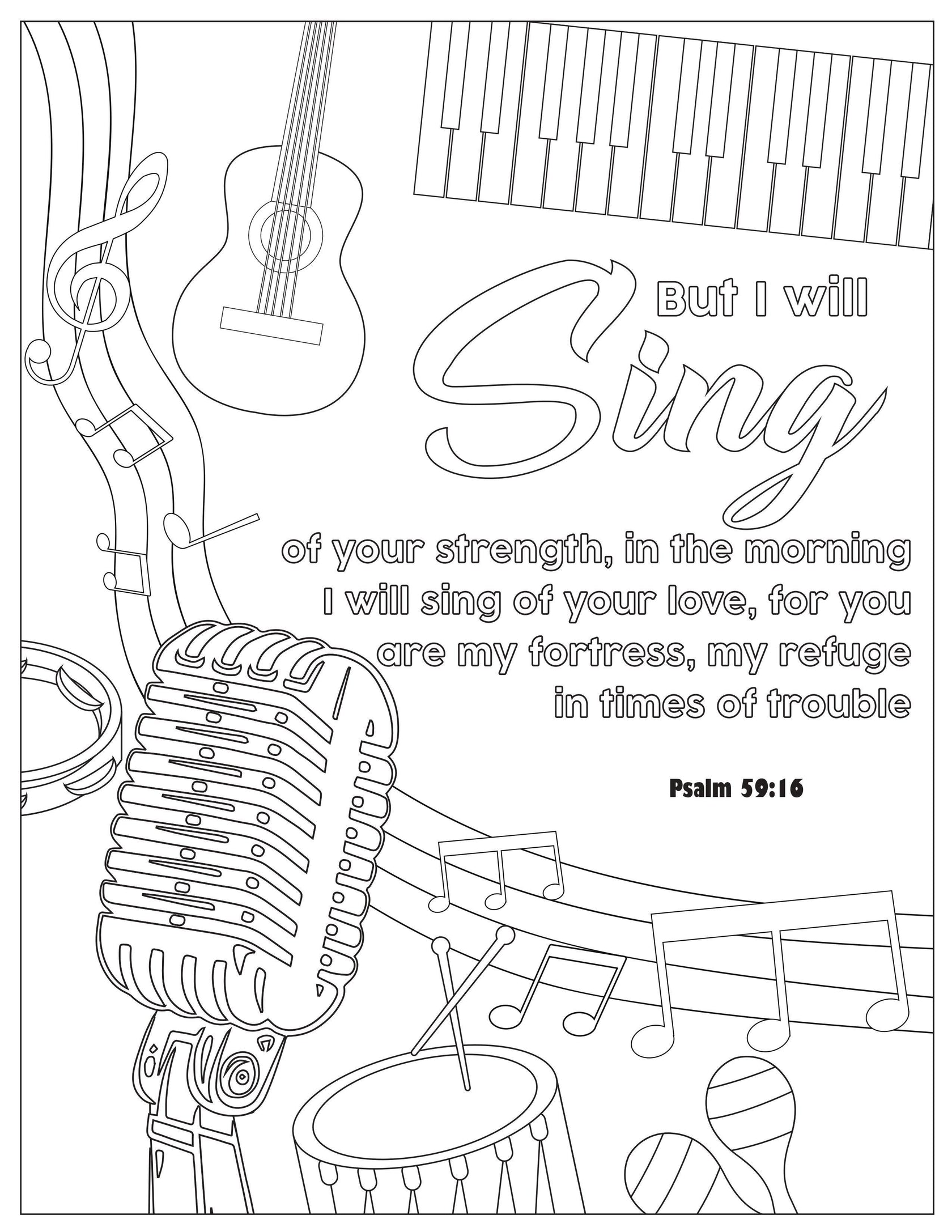 Book of Psalms: 37 Page Bible Coloring Book (download only) - Sunday ...