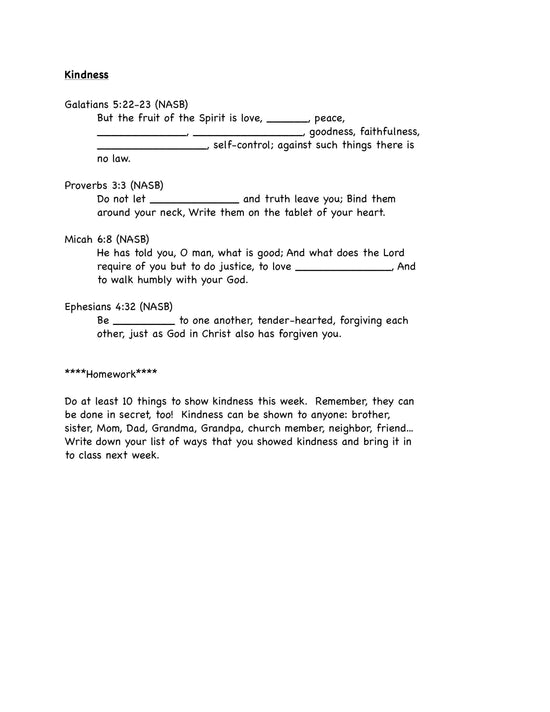 "Fruit of the Spirit" Kindness Sample Lesson - Sunday School Store