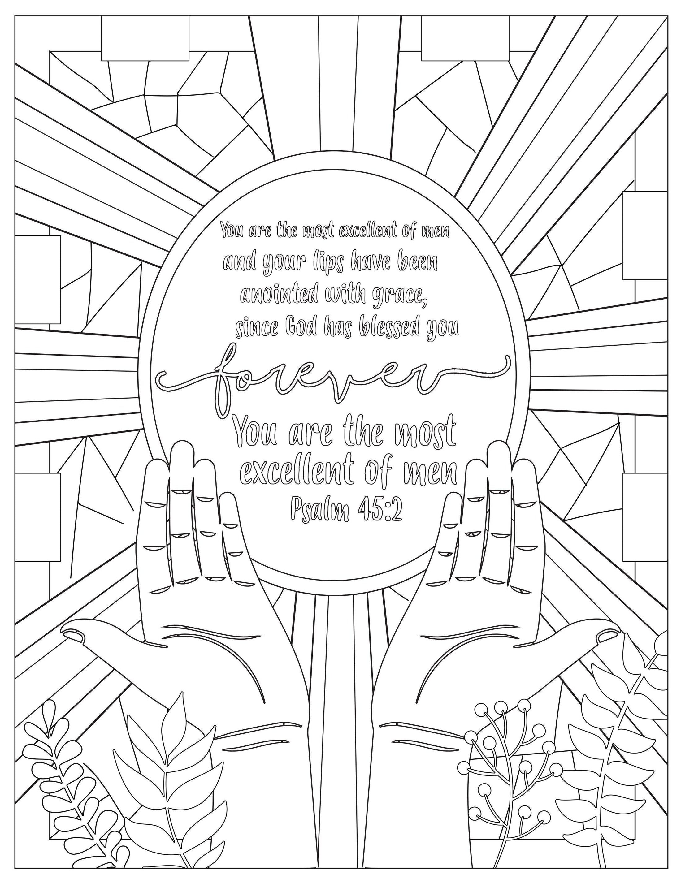 Book of Psalms: 37 Page Bible Coloring Book (download only) - Sunday ...