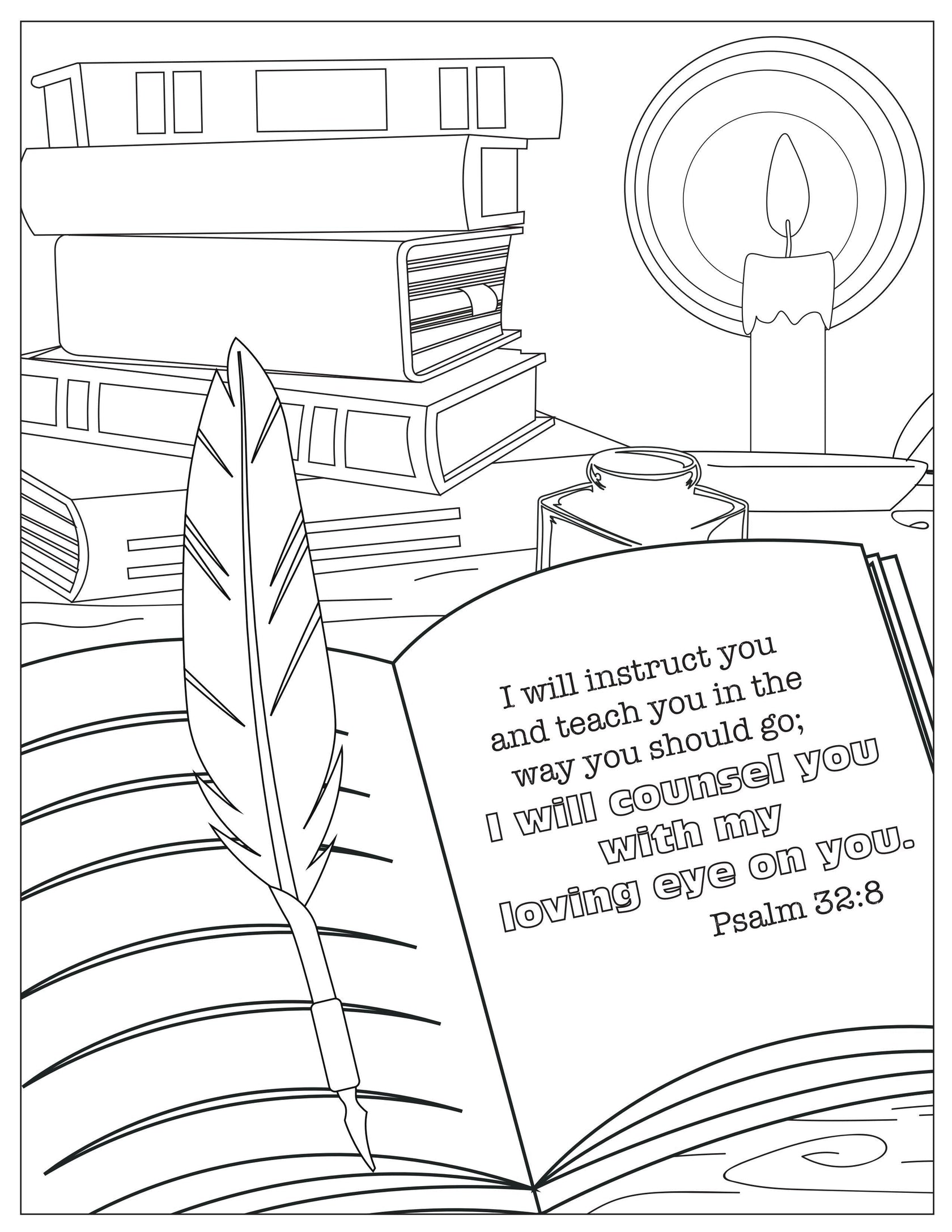 Book of Psalms: 37 Page Bible Coloring Book (download only) - Sunday ...