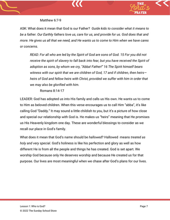 "Our Father" Free Lesson for Kids on the Lord's Prayer - Sunday School ...