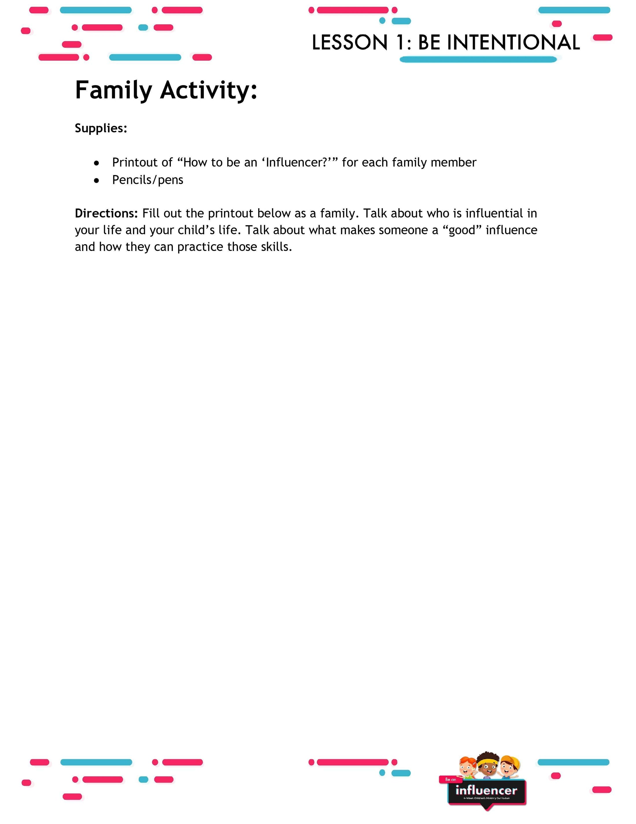 Be an Influencer: Free Sample Lesson Plan - Sunday School Store