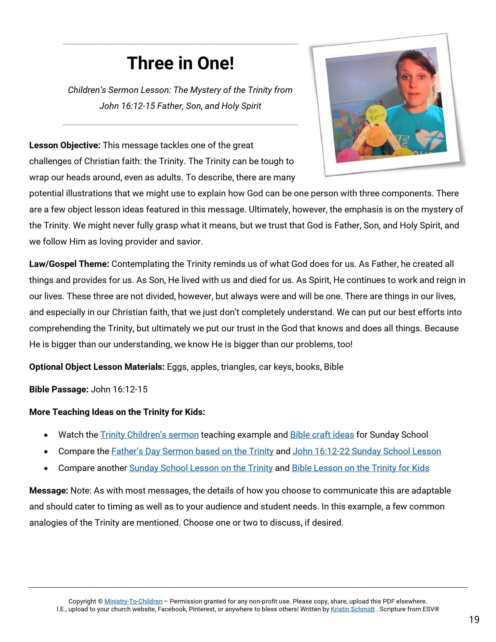 50 Object Lesson Children's Sermon Bundle (Free Download) – Sunday ...