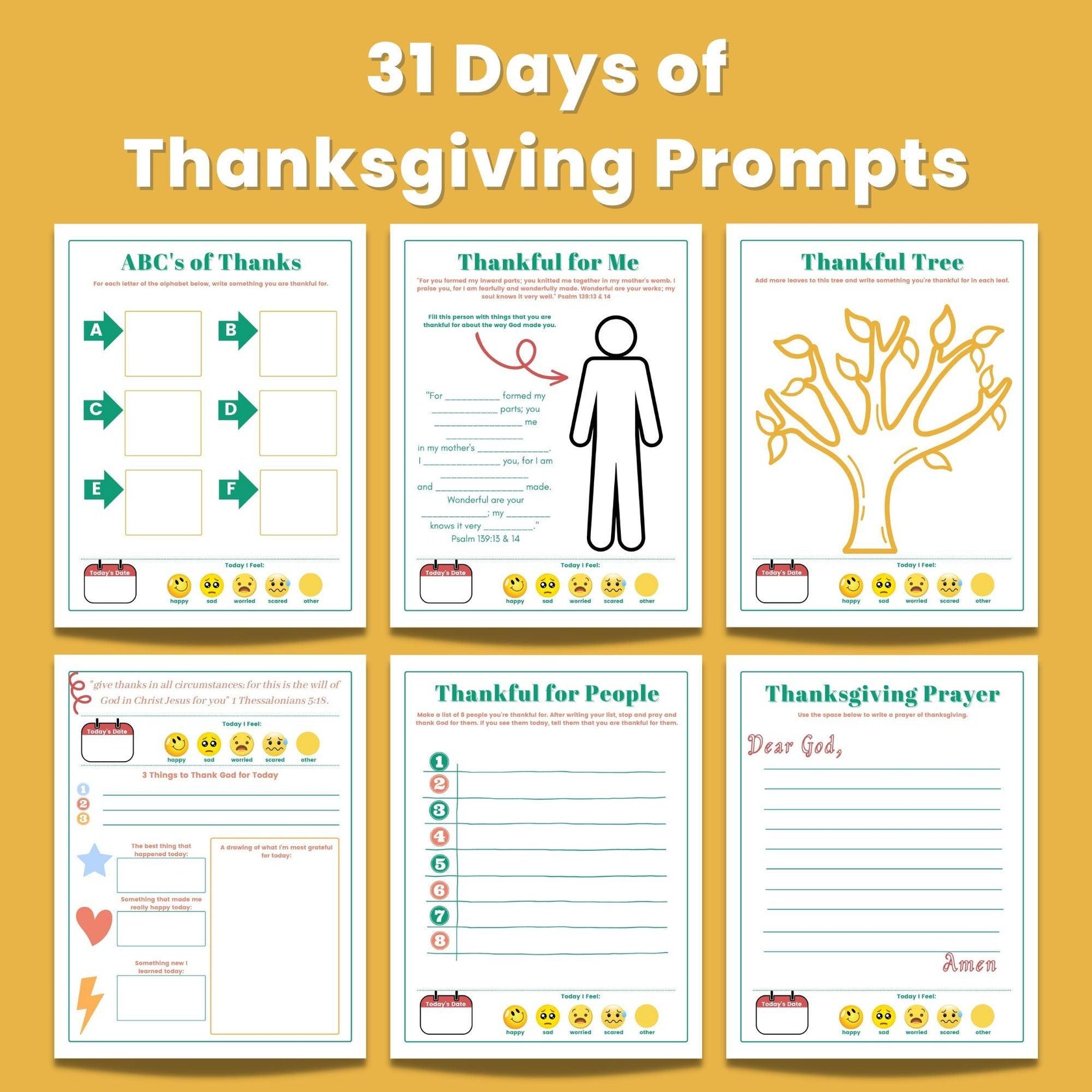 31-Day Thanksgiving Journal for Kids (download only) – Sunday School Store