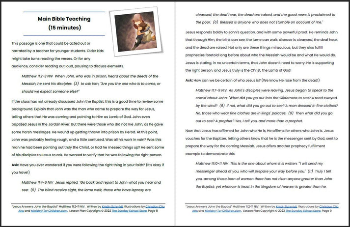 Jesus Answers John the Baptist (Matthew 11:2-11) Printable Bible Lesso ...