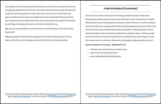 Jesus Answers John the Baptist (Matthew 11:2-11) Printable Bible Lesso ...