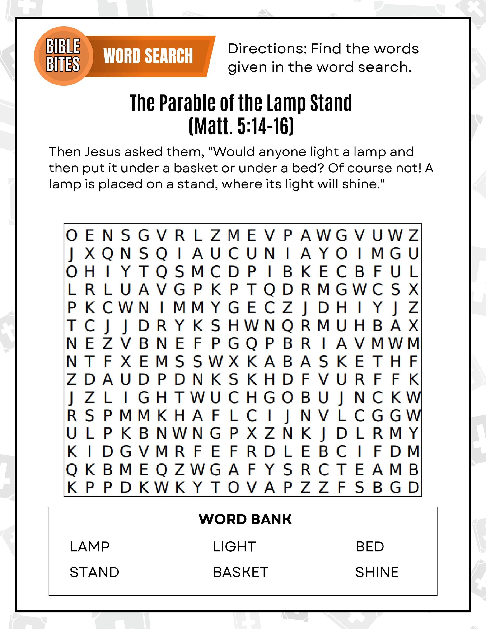 Parable of the Lamp Stand Bible Bites Sample Lesson (free download ...