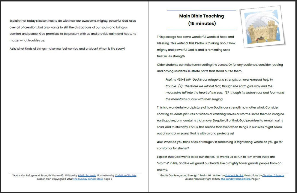 God Is Our Refuge and Strength (Psalm 46:1-11) Printable Bible Lesson ...