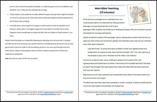 The Pharisee and the Tax Collector (Luke 18:9-14) Printable Bible Less ...