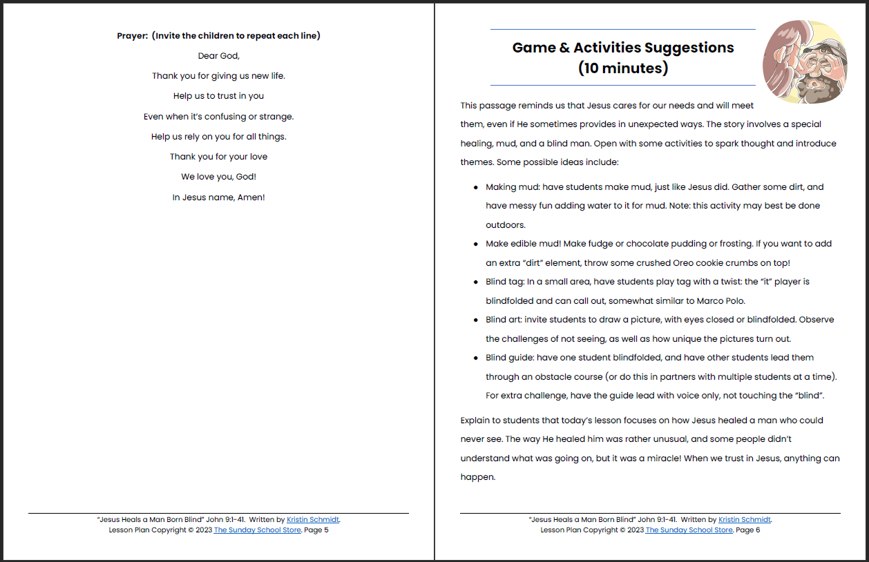 Jesus Heals the Man Born Blind (John 9) Printable Bible Lesson & Sunda ...