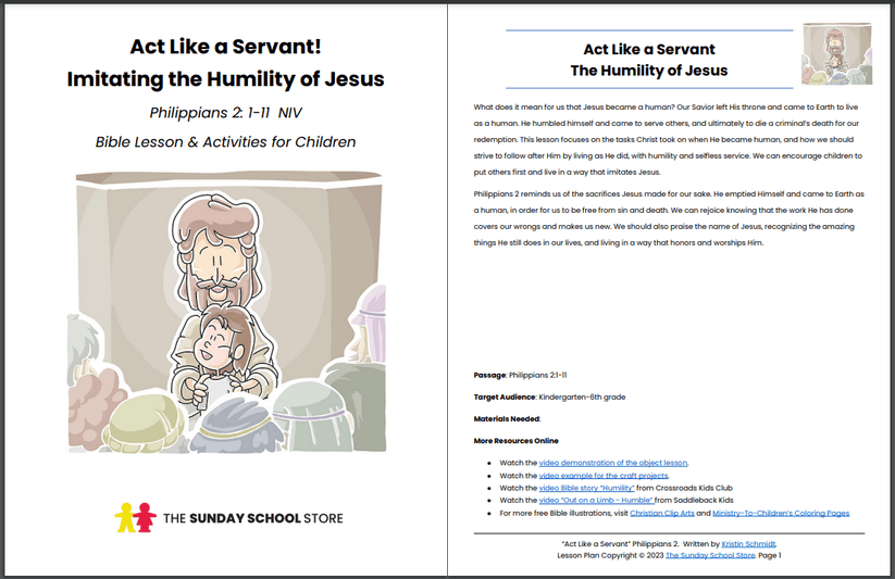 The Humility of Jesus (Philippians 2: 1-11) Printable Bible Lesson & S ...