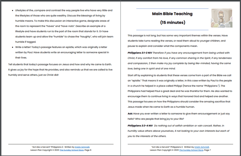 The Humility of Jesus (Philippians 2: 1-11) Printable Bible Lesson & S ...