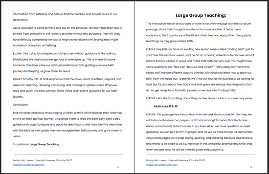 Finding Faith: Free Week #1 Sample Lesson – Sunday School Store