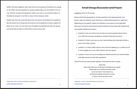 Finding Faith: Free Week #1 Sample Lesson - Sunday School Store