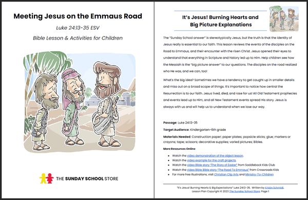 Jesus on the Road to Emmaus (Luke 24:13-35) Printable Bible Lesson & S ...