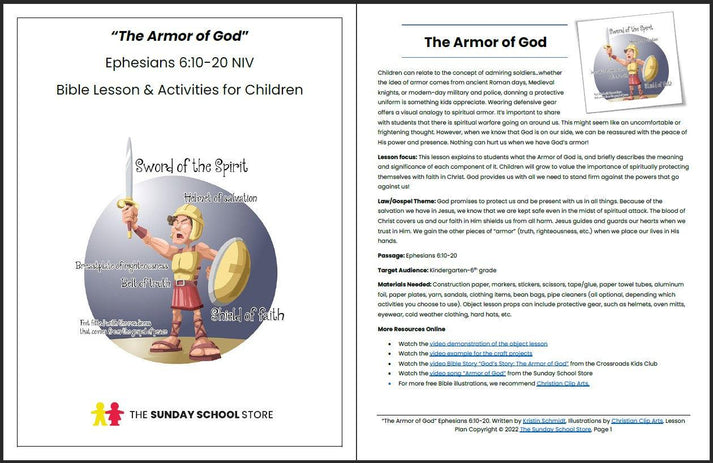 The Armor of God (Ephesians 6:10-20) Printable Bible Lesson & Sunday S ...