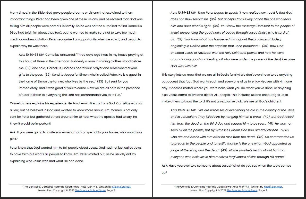 The Gentiles & Cornelius Hear the Good News (Acts 10:34-43) Printable ...