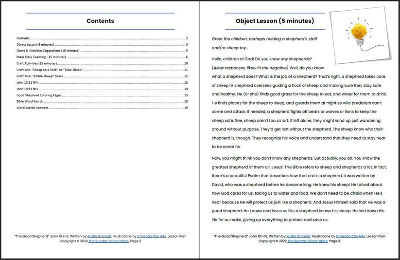 Jesus is the Good Shepherd (John 10:1-18; Psalm 23) Printable Bible Le ...