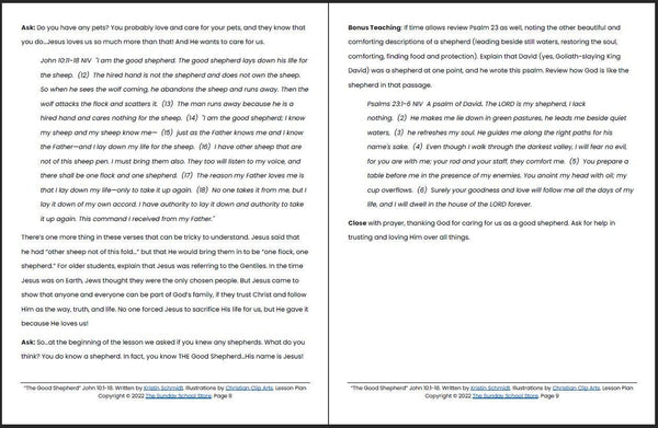 Jesus is the Good Shepherd (John 10:1-18; Psalm 23) Printable Bible Le ...