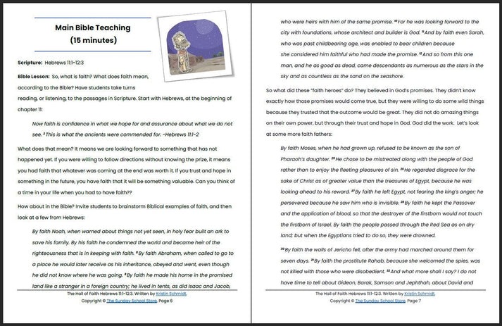 The Hall of Faith (Hebrews 11:1-12:3) Printable Bible Lesson & Sunday ...