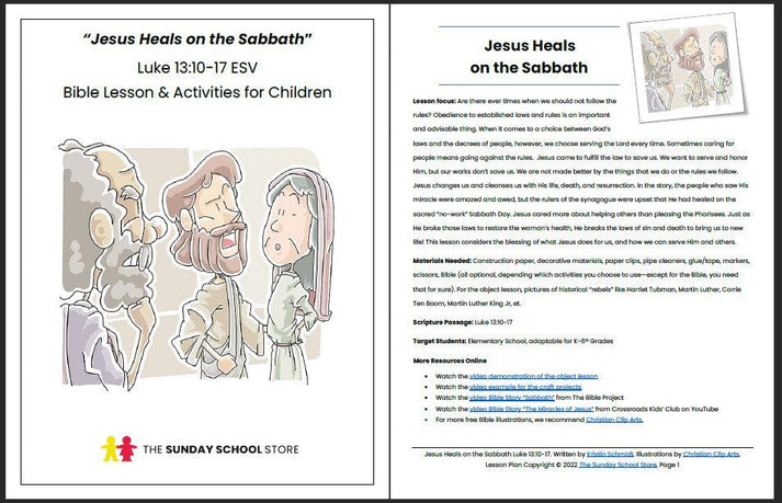 Jesus Heals on the Sabbath (Luke 13:10-17) Printable Bible Lesson & Su ...
