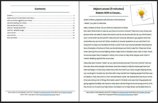 Jesus Heals on the Sabbath (Luke 13:10-17) Printable Bible Lesson & Su ...
