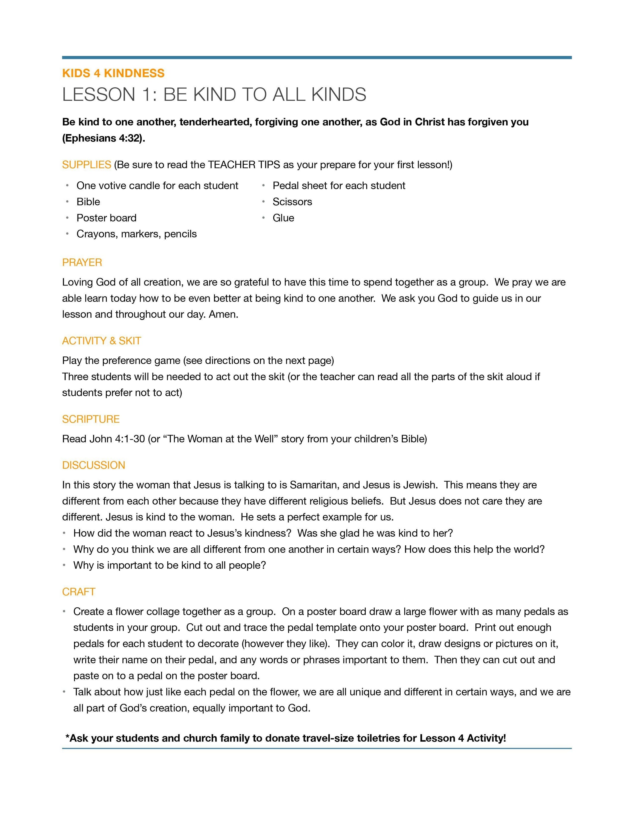 "Be Kind to All Kinds" Bible Lesson (download) Free Sample – Sunday ...