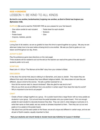 "Be Kind to All Kinds" Bible Lesson (download) Free Sample – Sunday ...