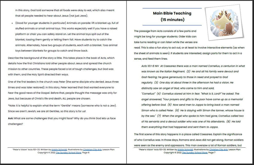 Peter's Vision (Acts 10:1-33) Printable Bible Lesson & Sunday School A ...